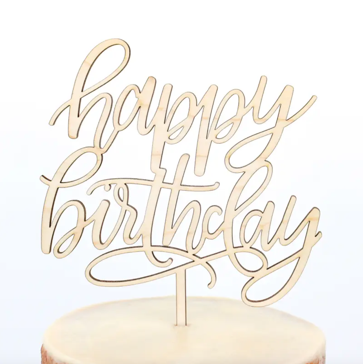 Alexis Mattox Happy Birthday Maple Wood Cake Topper | Ah Louis Store